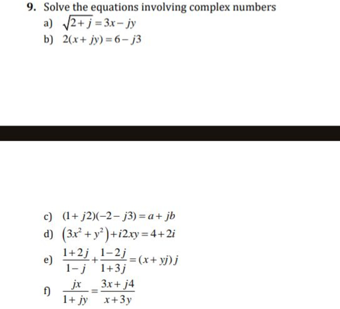 Solved Solve the equations involving complex | Chegg.com