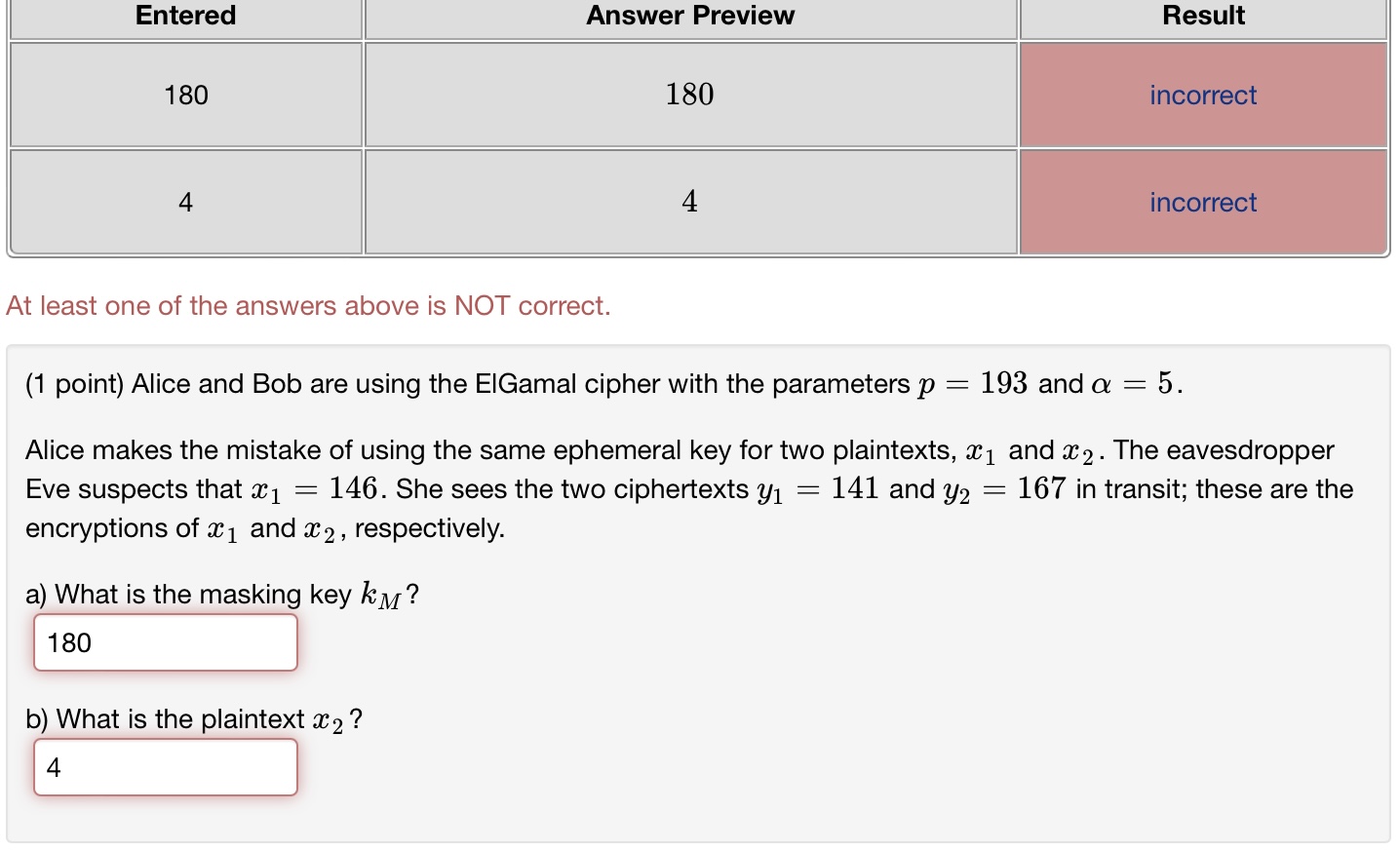 Solved (1 ﻿point) ﻿Alice and Bob are using the ElGamal | Chegg.com