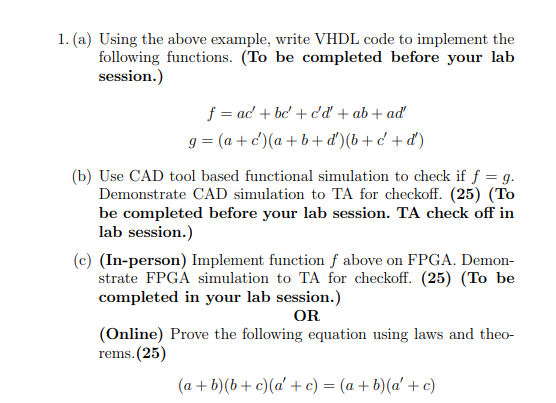 Below is the VHDL code for a circuit with two outputs | Chegg.com