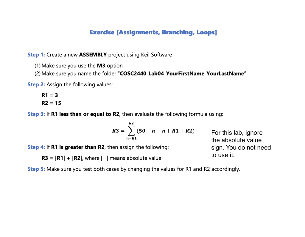 Solved Exercise [Assignments, Branching, Loops] Step 1: | Chegg.com