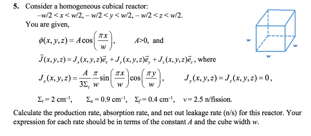5. Consider a homogeneous cubical reactor: You are | Chegg.com