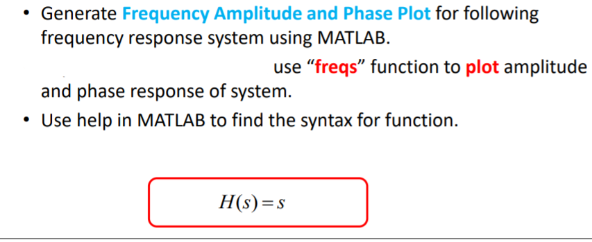Solved • Generate Frequency Amplitude and Phase Plot for | Chegg.com