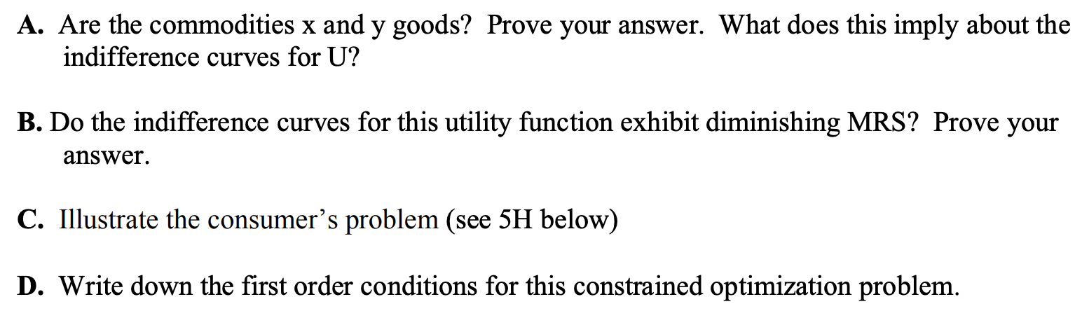 Solved V. Constrained Optimization: Consider the utility | Chegg.com