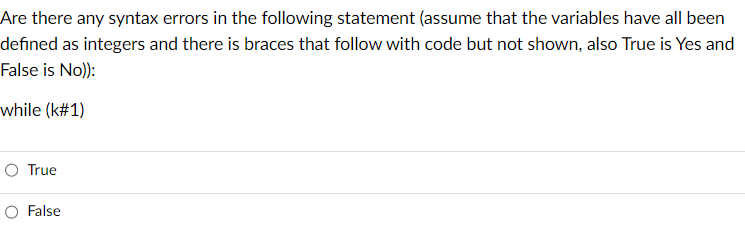 Solved Are there any syntax errors in the following | Chegg.com