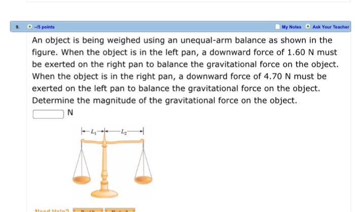 Solved An object is being weighed using an unequal-arm | Chegg.com