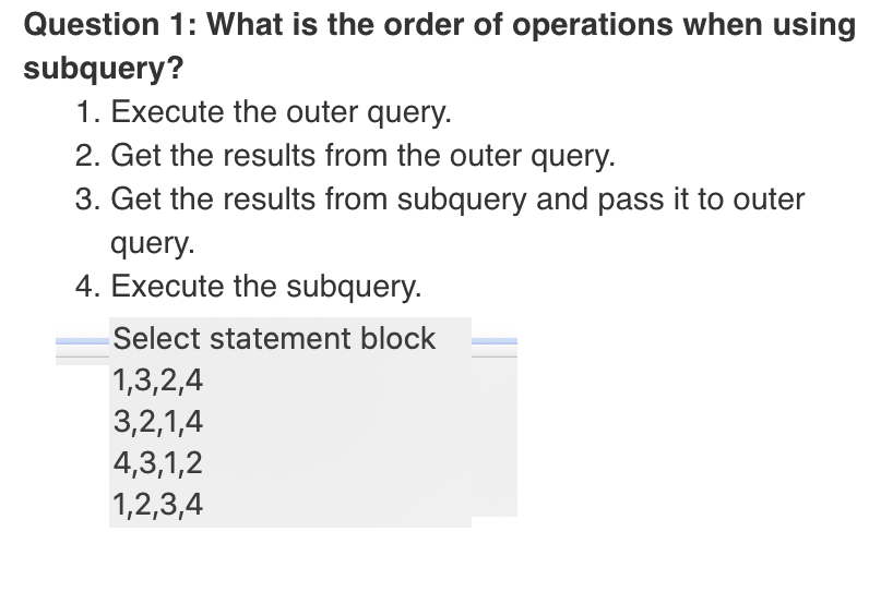 Solved Question 1: What is the order of operations when | Chegg.com