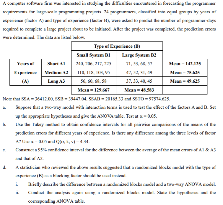 (A) A computer software firm was interested in | Chegg.com