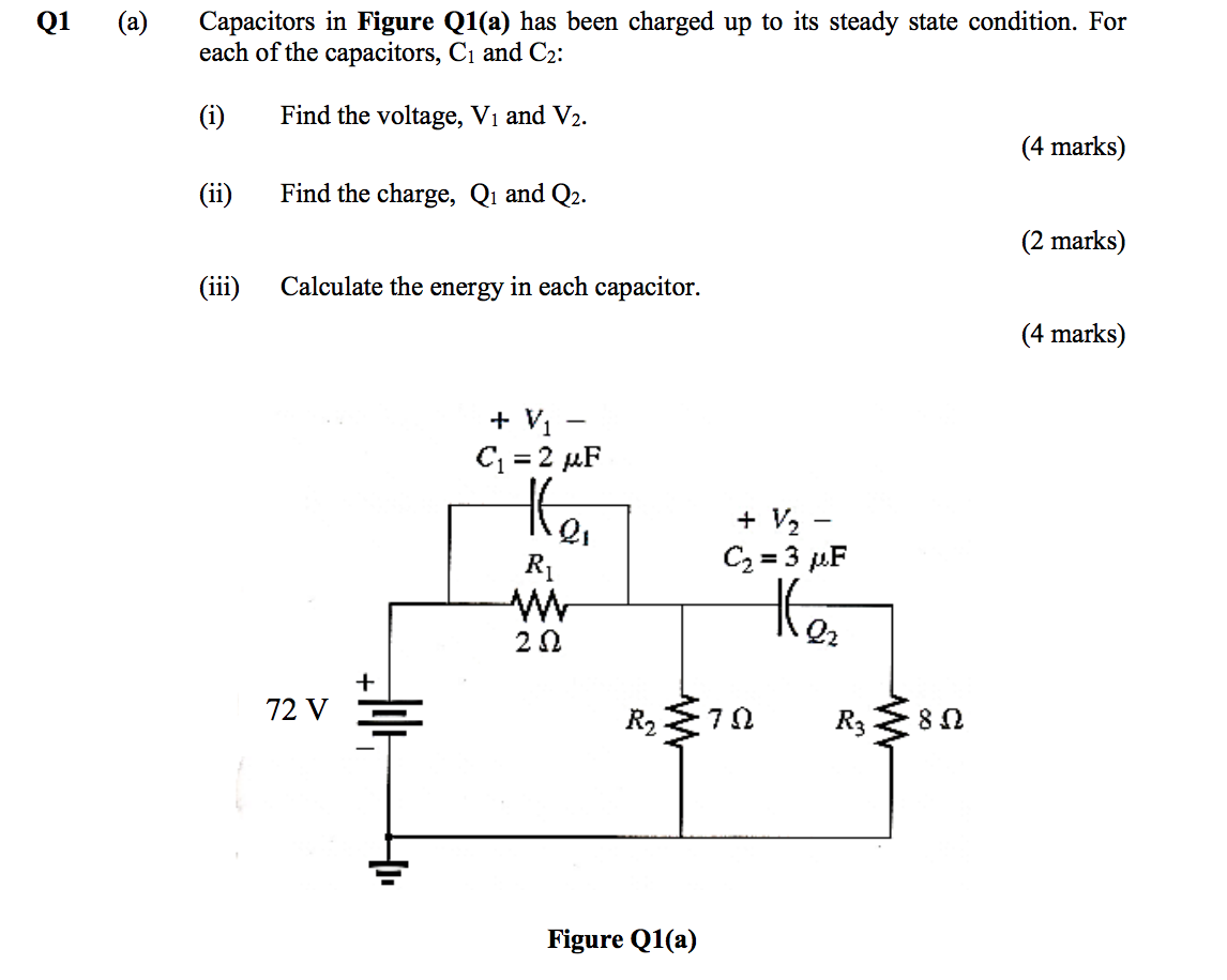 Solved Capacitors In Figure Q1 A Has Been Charged Up To Its