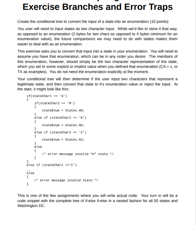 Solved Exercise Branches and Error Traps Create the | Chegg.com