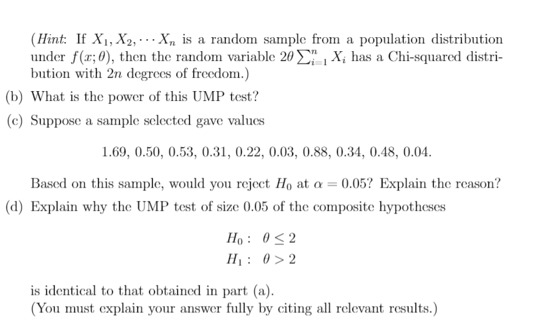 Solved Let X1, X2, ..., X10 denote a random sample of size | Chegg.com