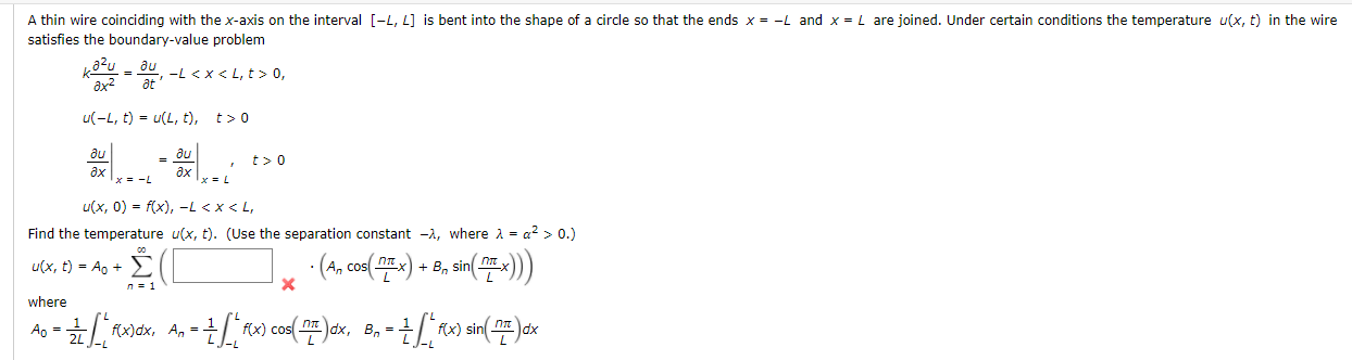 Solved A thin wire coinciding with the x-axis on the | Chegg.com