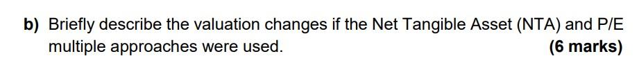 Solved b) Briefly describe the valuation changes if the Net | Chegg.com