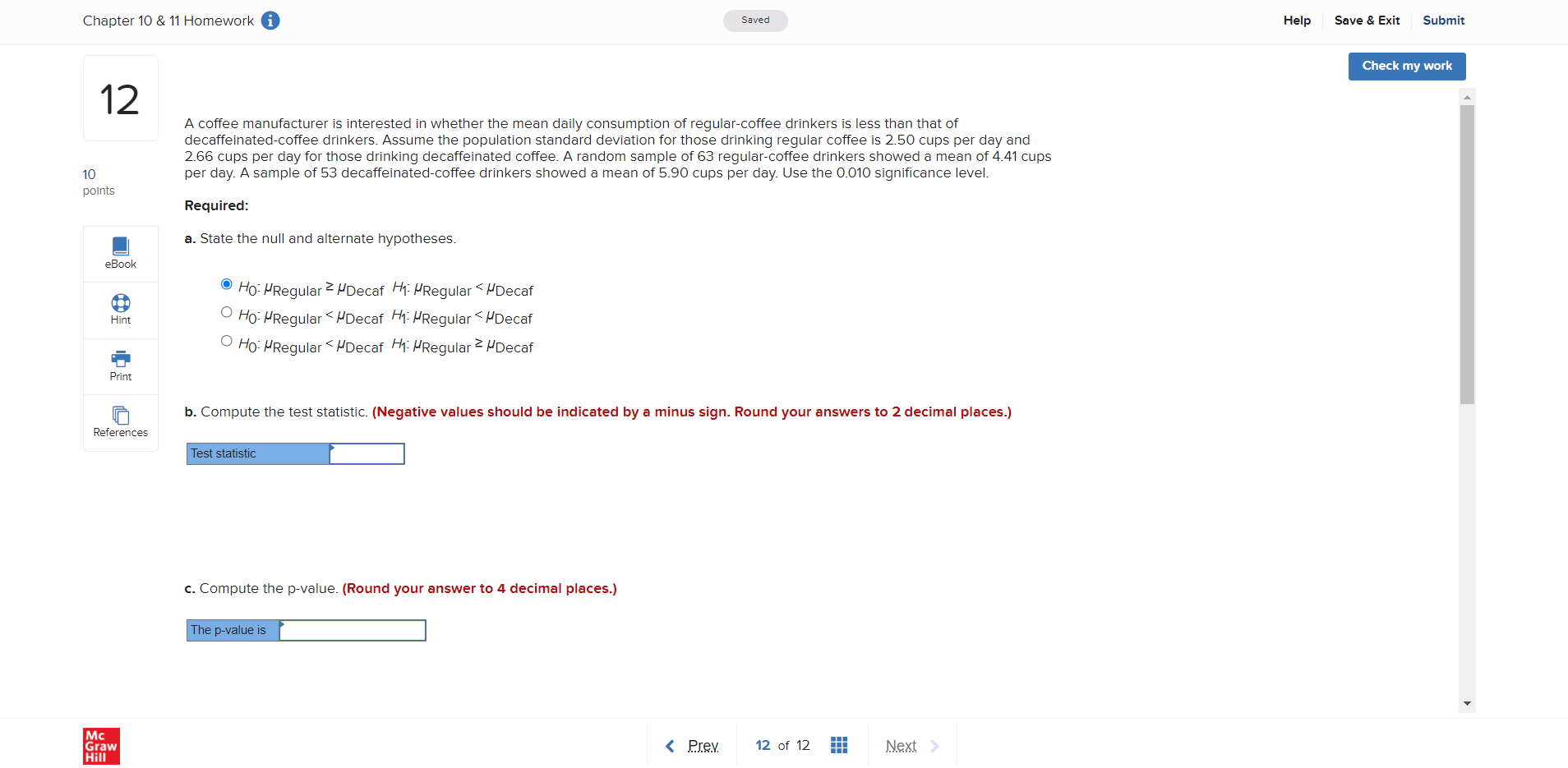 Solved Chapter 10 & 11 Homework Saved Help Save & Exit | Chegg.com