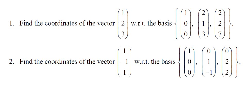 Solved Coordinates of vectors Find the coordinates of the | Chegg.com