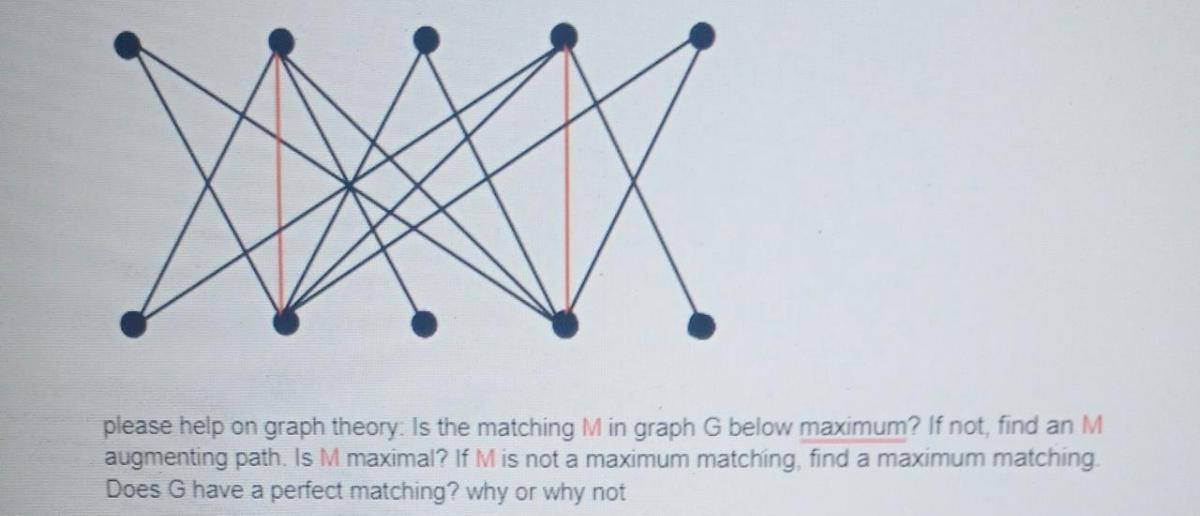 Solved X please help on graph theory. Is the matching M in | Chegg.com