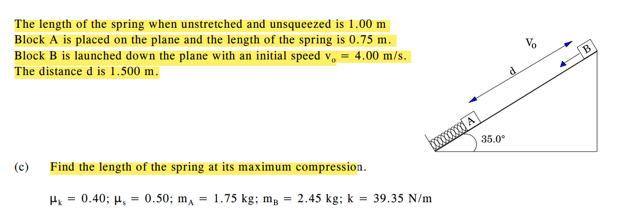 Solved The length of the spring when unstretched and | Chegg.com
