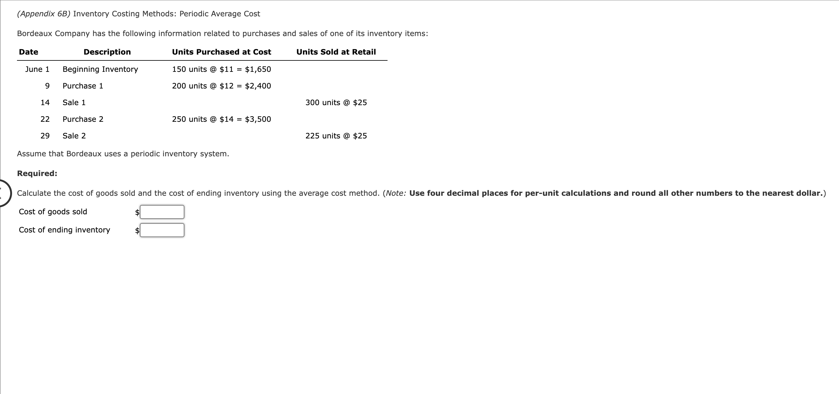 Solved (Appendix 6B) Inventory Costing Methods: Periodic | Chegg.com