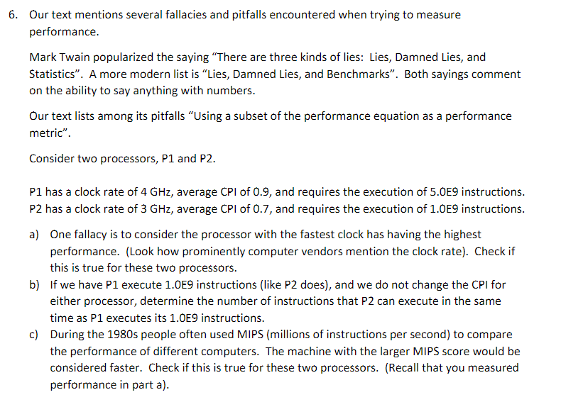 Solved Our text mentions several fallacies and pitfalls | Chegg.com