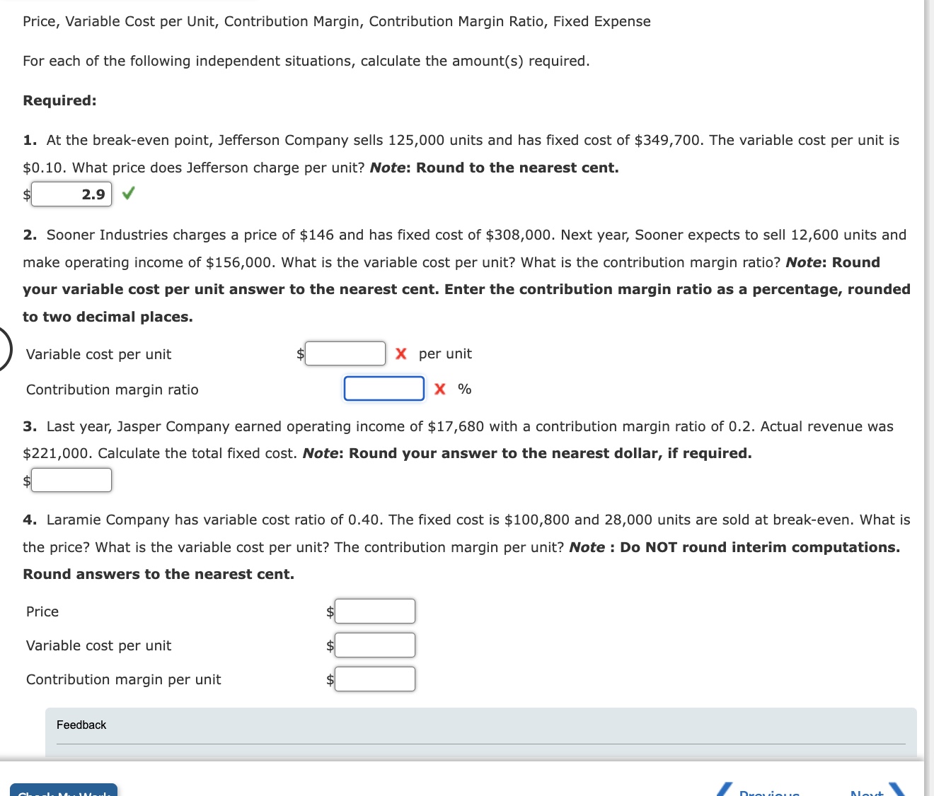 Solved Price, Variable Cost per Unit, Contribution Margin, | Chegg.com