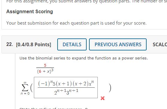 Solved Use the binomial series to expand the function as a | Chegg.com