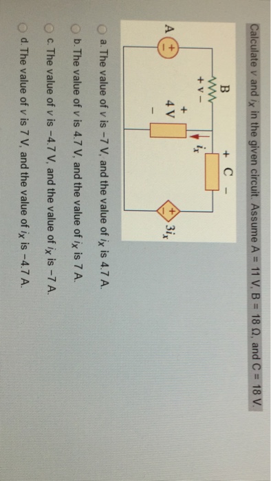 Solved Calculate v and i_x in the given circuit. Assume A = | Chegg.com