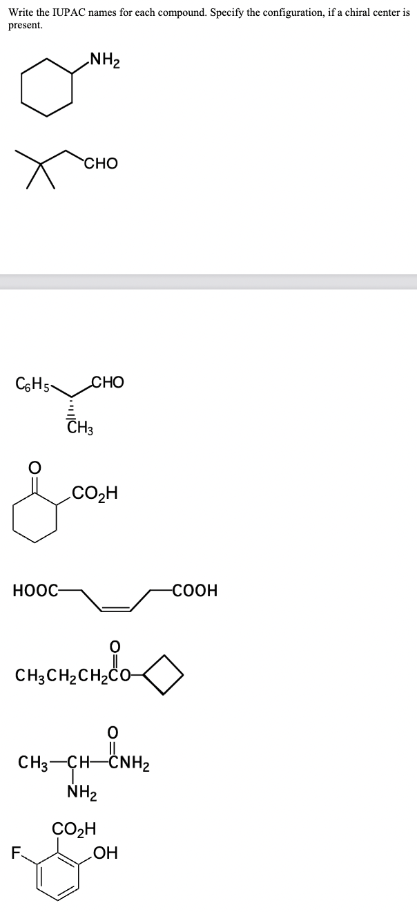 Write the IUPAC names for each compound. Specify the | Chegg.com
