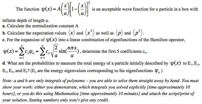 Solved The function y(x)= | is an acceptable wave function | Chegg.com