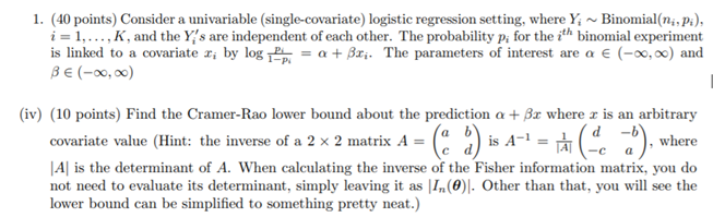 1. (40 points) Consider a univariable | Chegg.com