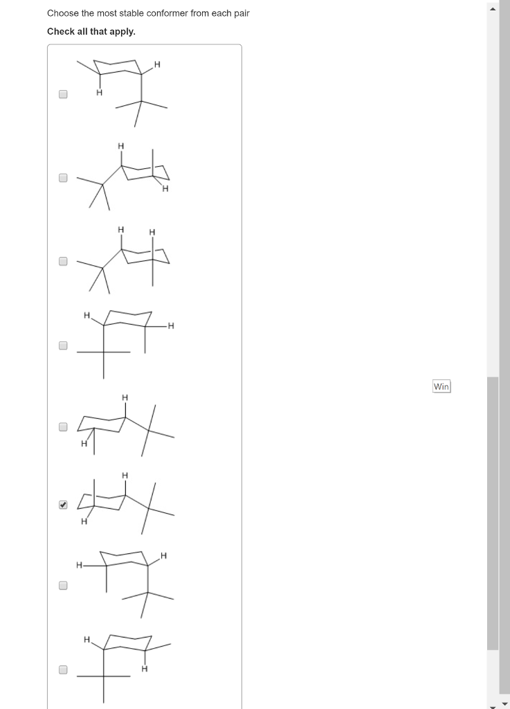 Solved Choose the most stable conformer from each pair | Chegg.com