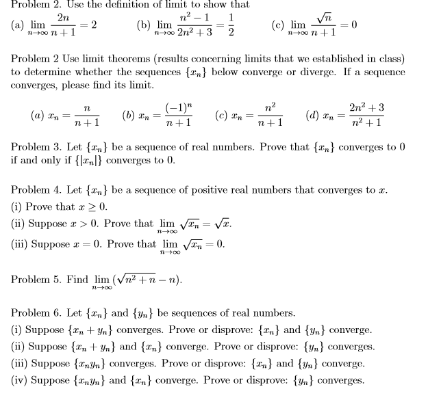 Solved Problem 2. Use the definition of limit to show that | Chegg.com