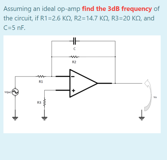Solved Assuming an ideal op-amp find the 3dB frequency of | Chegg.com
