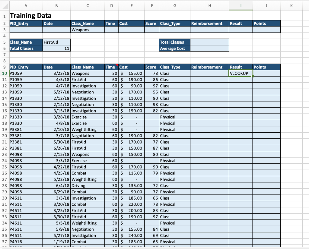 Solved In cell I10, add a lookup function nested in an IF | Chegg.com