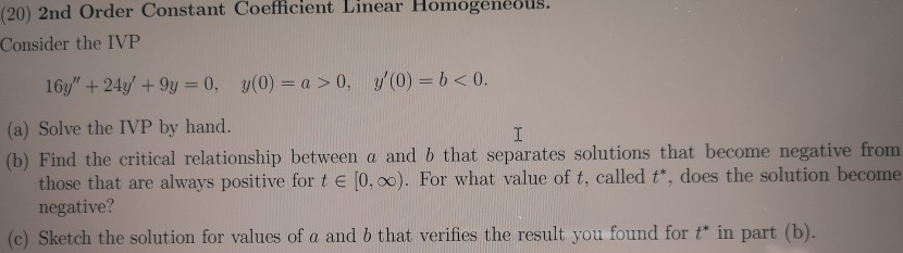 Solved (20) 2nd Order Constant Coefficient Linear | Chegg.com
