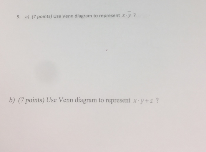 Solved Use Venn diagram to represent x middot y^OverBar ? | Chegg.com