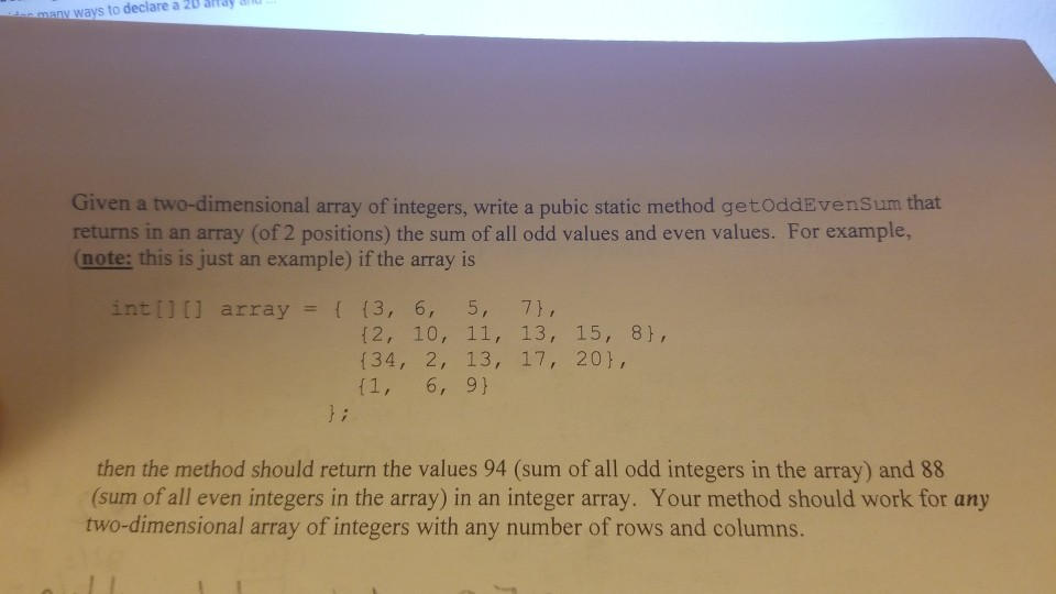 Solved on many ways to declare a 20 andy Given a | Chegg.com