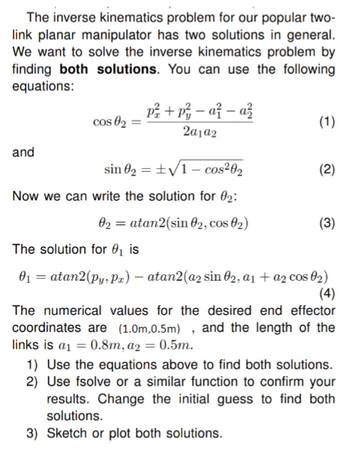 Solved The inverse kinematics problem for our popular | Chegg.com