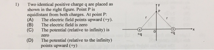 Solved Two identical positive charge q are placed as shown | Chegg.com
