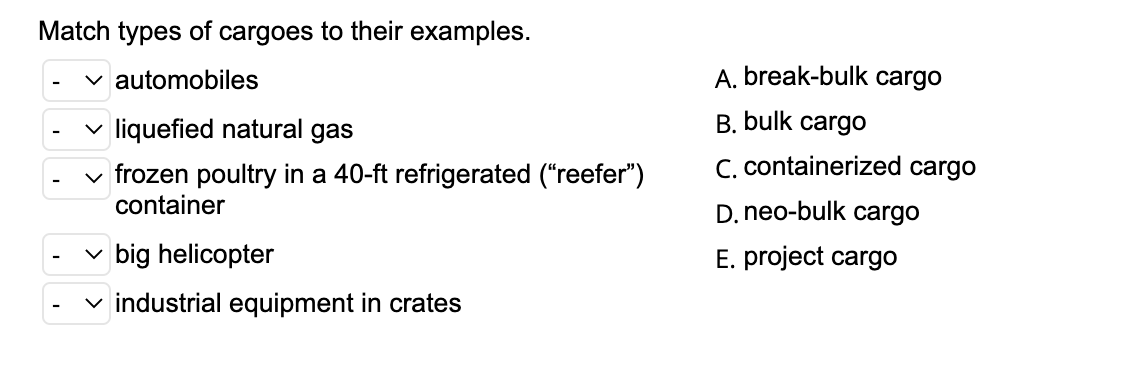 Solved Match the different measures of vessel capacity to | Chegg.com