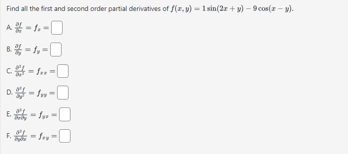 Solved Find all the first and second order partial | Chegg.com