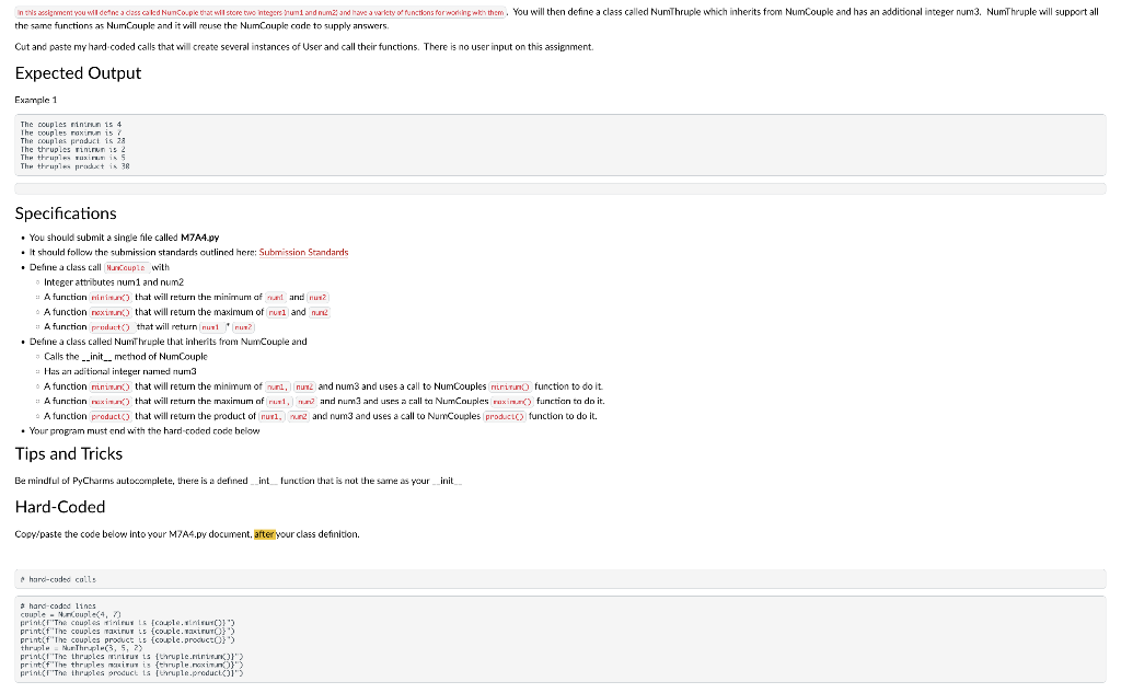 Solved the same functions as NumCouple and it will reuse the | Chegg.com