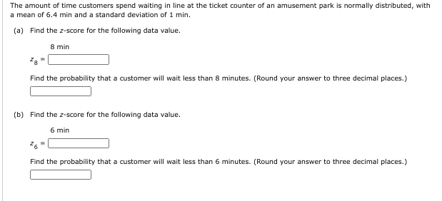 Solved The amount of time customers spend waiting in line at | Chegg.com