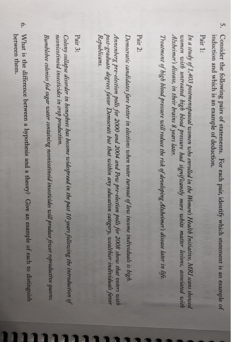 Solved 5. Consider the following pairs of statements. For | Chegg.com