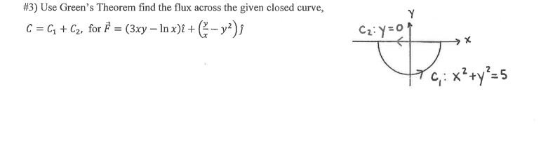 Solved \#3) Use Green's Theorem find the flux across the | Chegg.com
