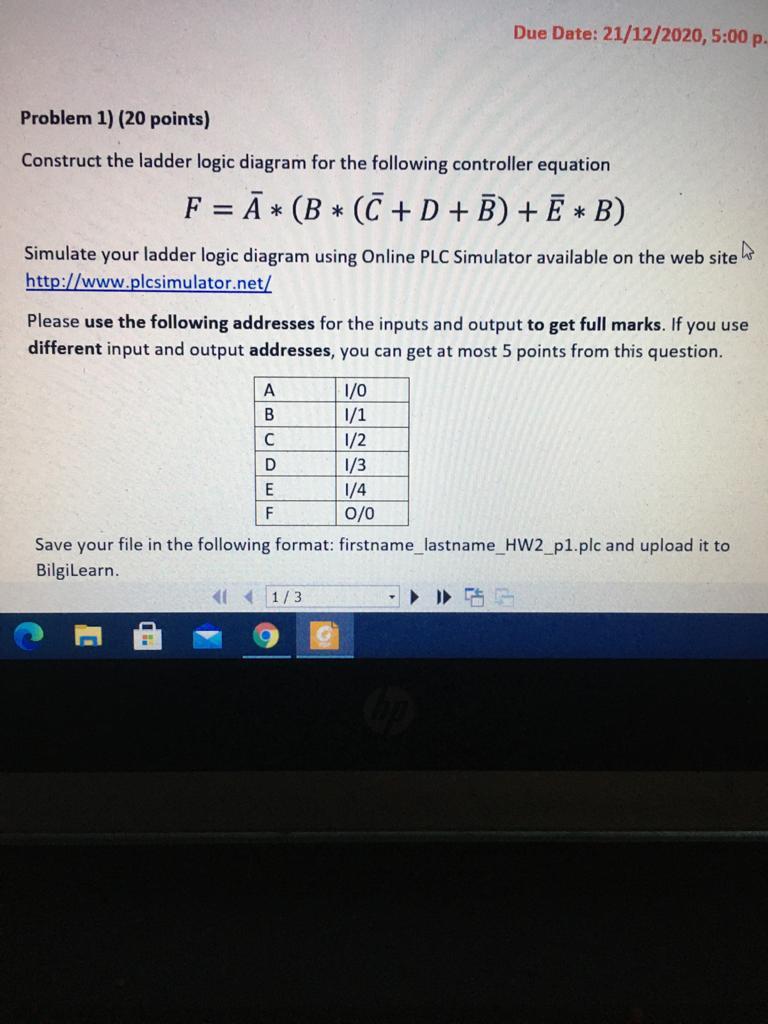 Solved Due Date: 21/12/2020, 5:00 p. Problem 1) (20 points) | Chegg.com