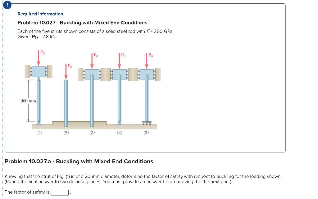 Solved ! Required information Problem 10.027 - Buckling with | Chegg.com