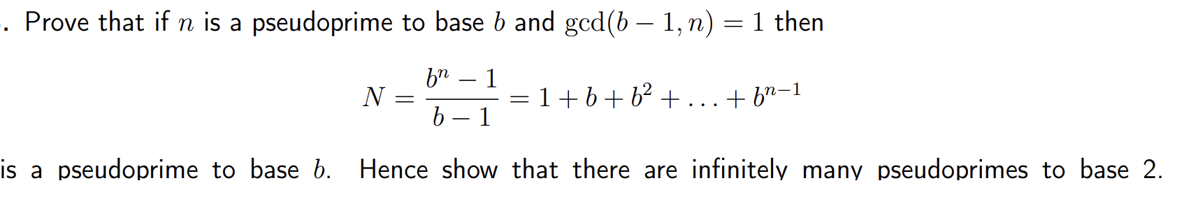 Solved Prove that if n is a pseudoprime to base b and | Chegg.com