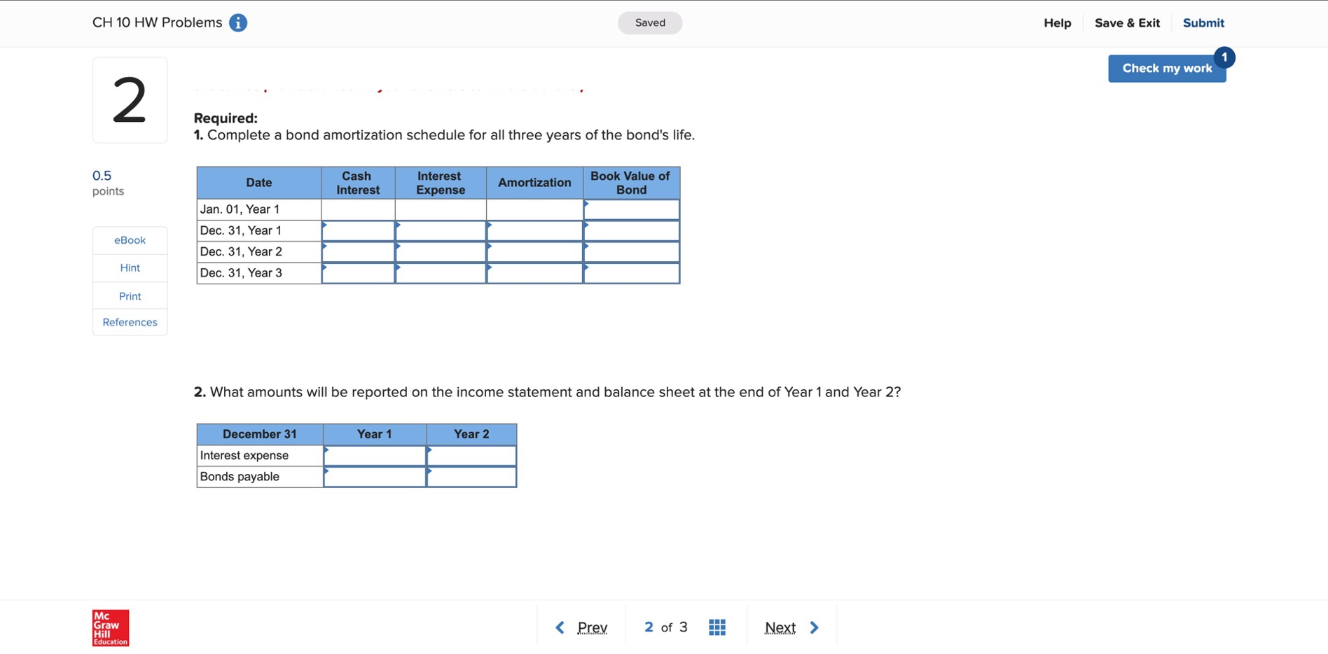 Solved CH 10 HW Problems A Saved Help Save & Exit Submit | Chegg.com