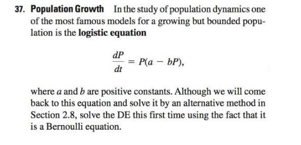 Solved 37. Population Growth In the study of population | Chegg.com