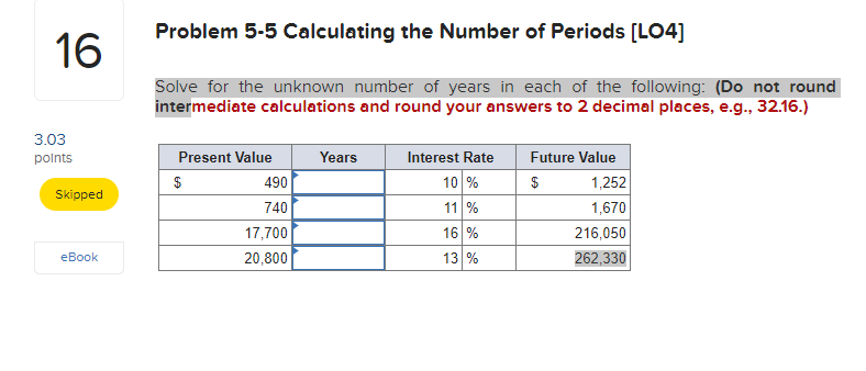 Solved Problem 5-5 Calculating the Number of Periods [LO4] | Chegg.com