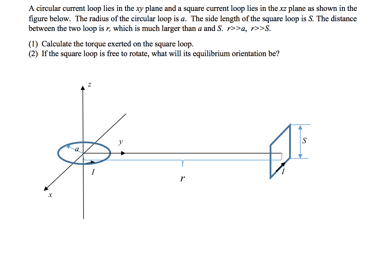 Solved A circular current loop lies in the xy plane and a | Chegg.com